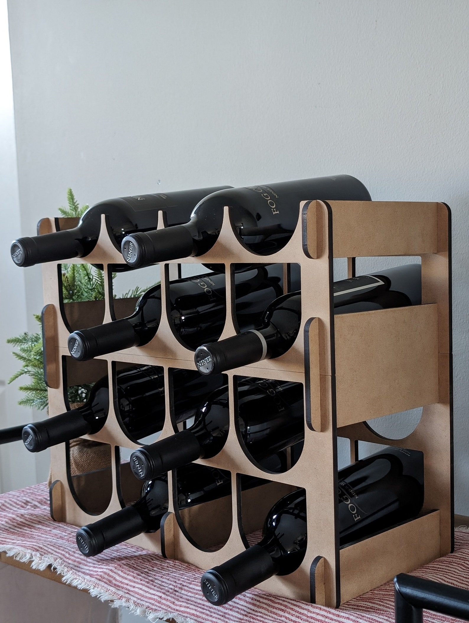 Crafted Wooden Wine Rack, Modern Aesthetic Wine Rack, Wine Storage ...