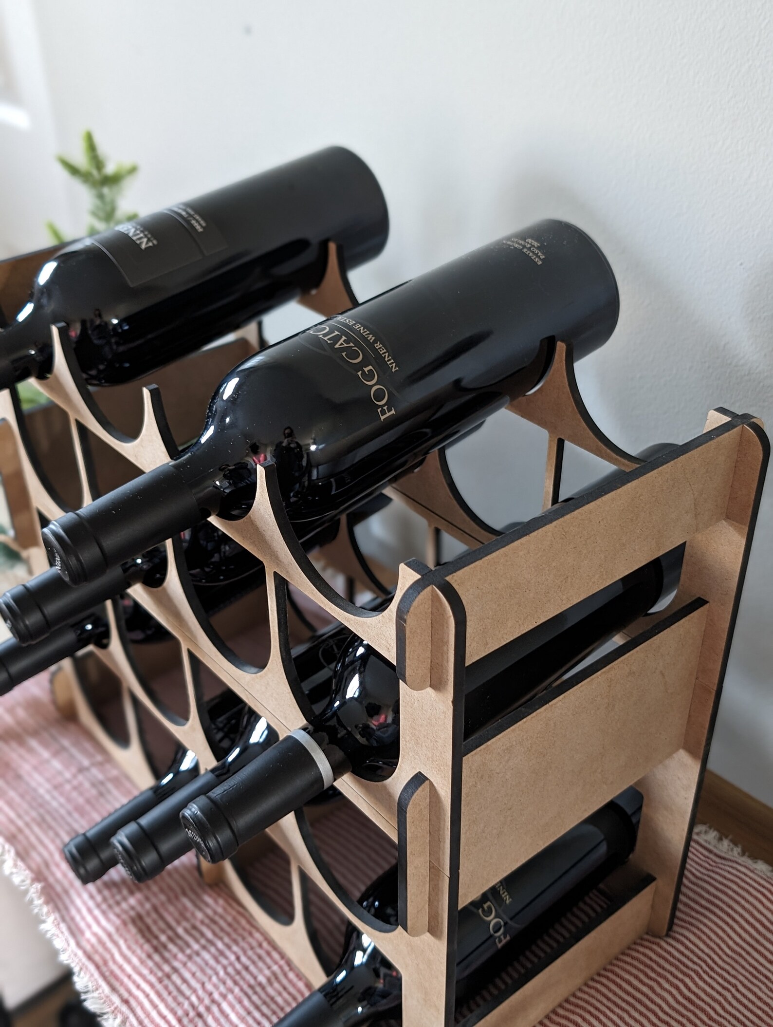 Crafted Wooden Wine Rack, Modern Aesthetic Wine Rack, Wine Storage ...