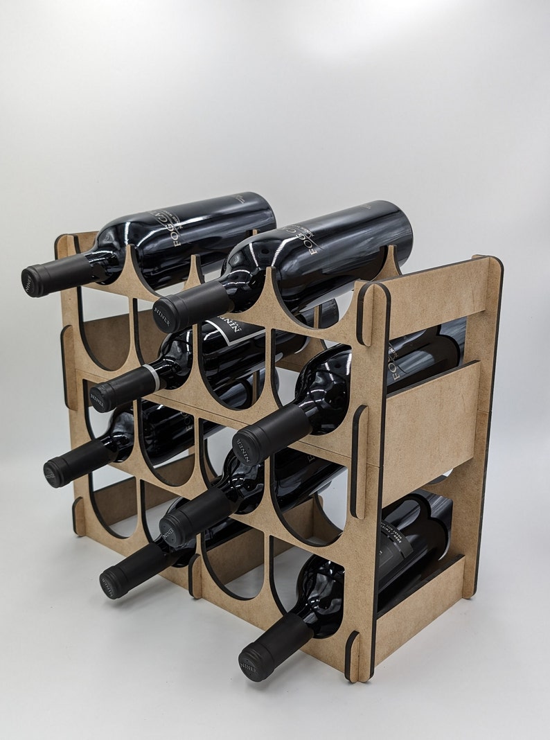 Crafted Wooden Wine Rack, Modern Aesthetic Wine Rack, Wine Storage ...