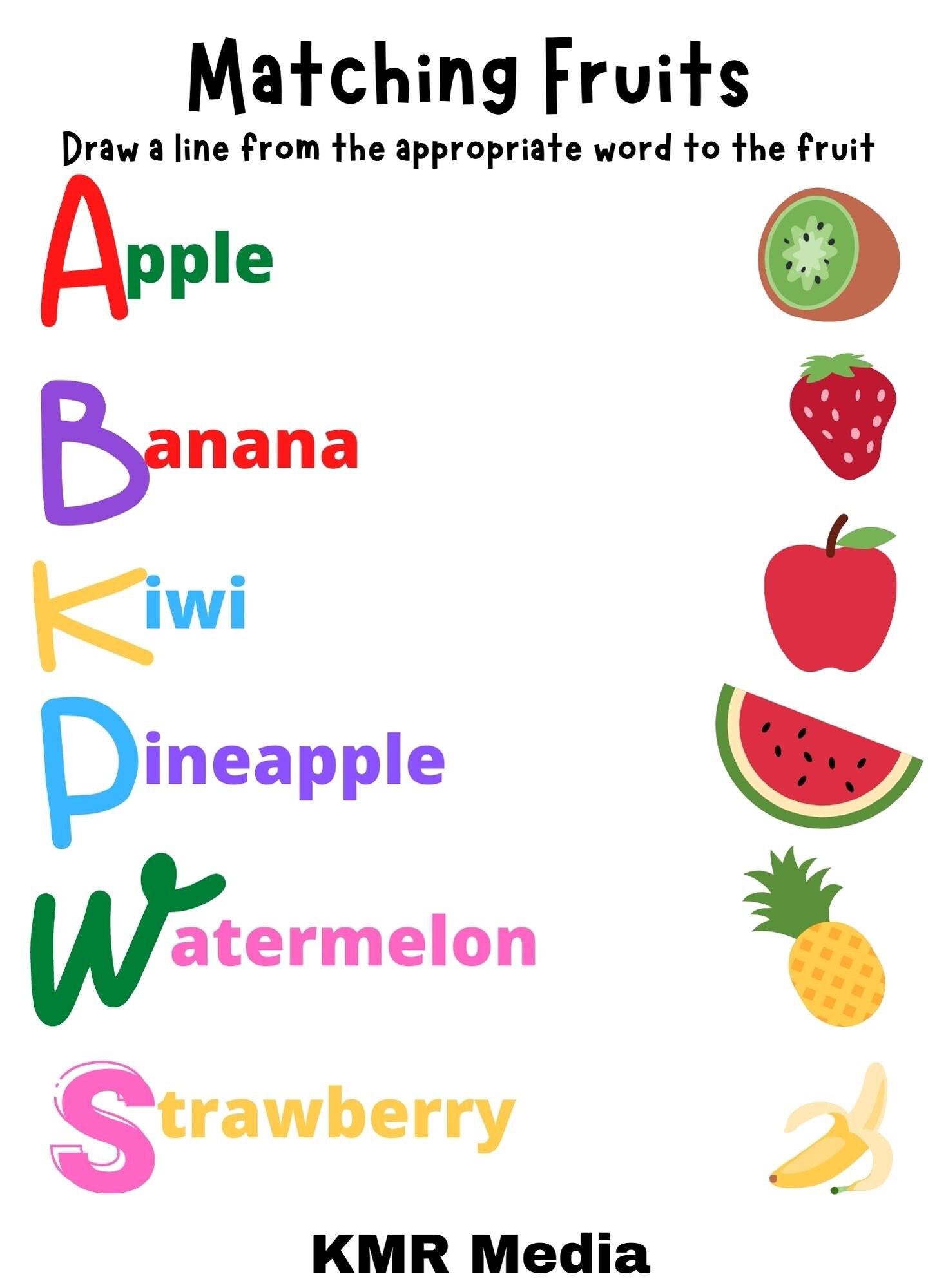Matching the Right Word With the Picture of Fruit Preschool ...
