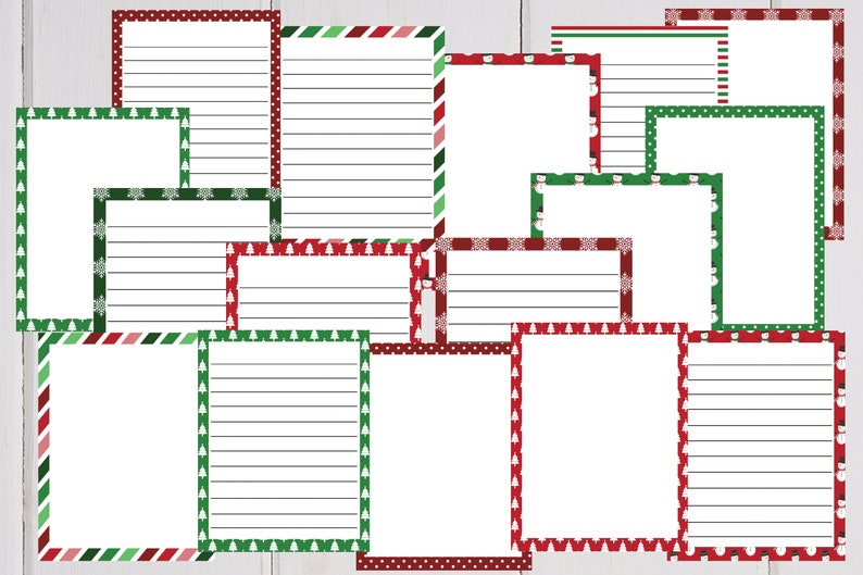 Printable Christmas Stationery - Colorful Red and Green Christmas ...