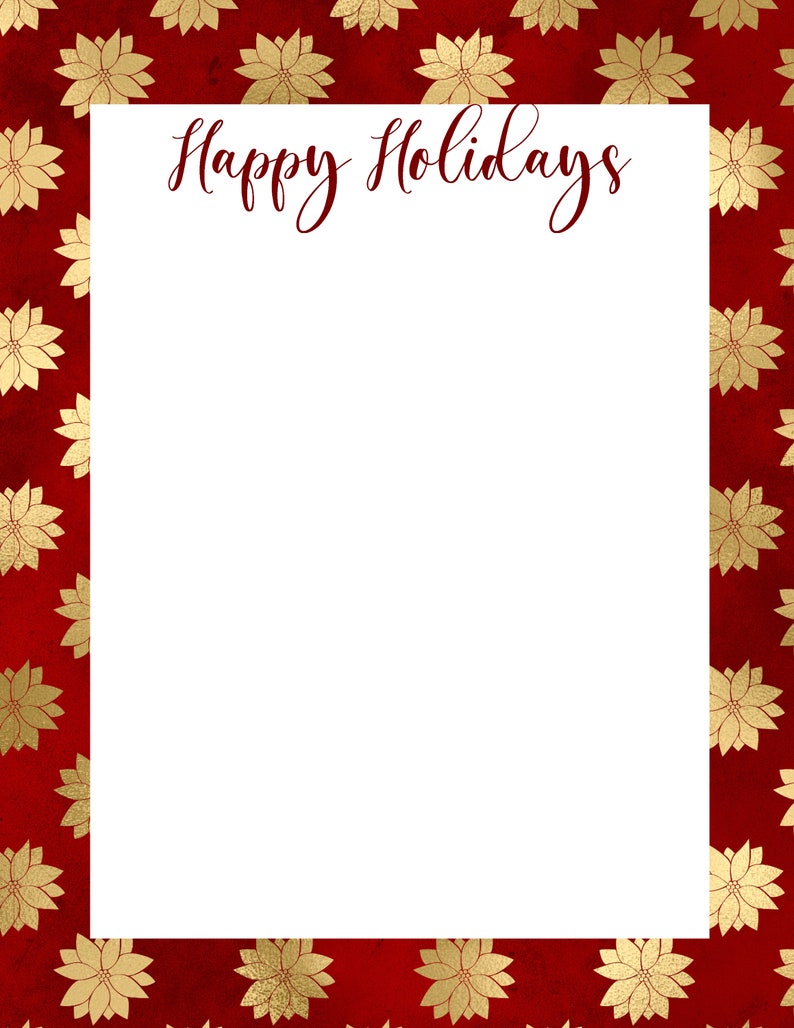 Printable Christmas Stationery Digital Download 4 Pgs Instant Editable ...