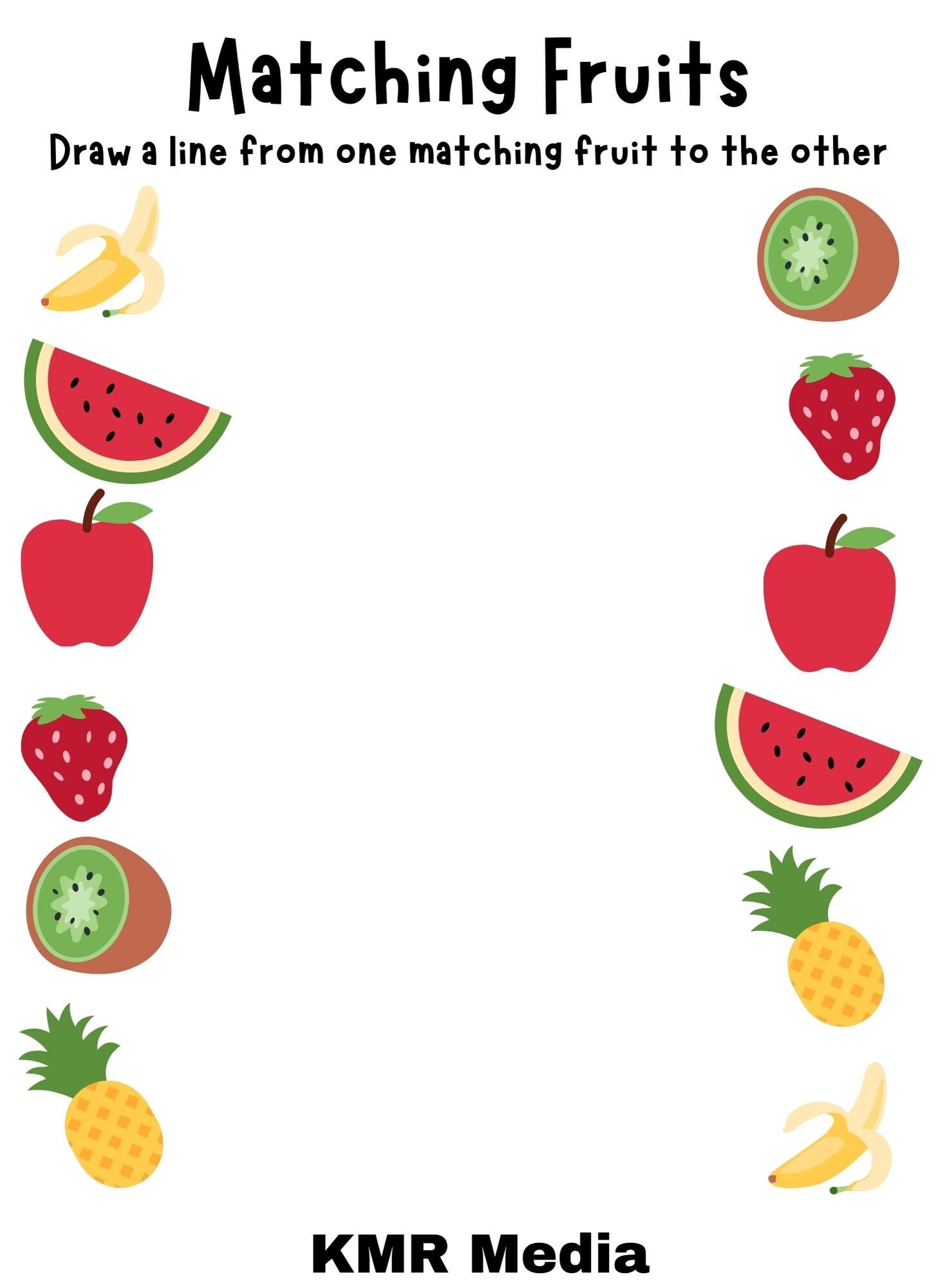 Matching Fruits Kid's Preschool Worksheet Activity Sheet School Ready ...