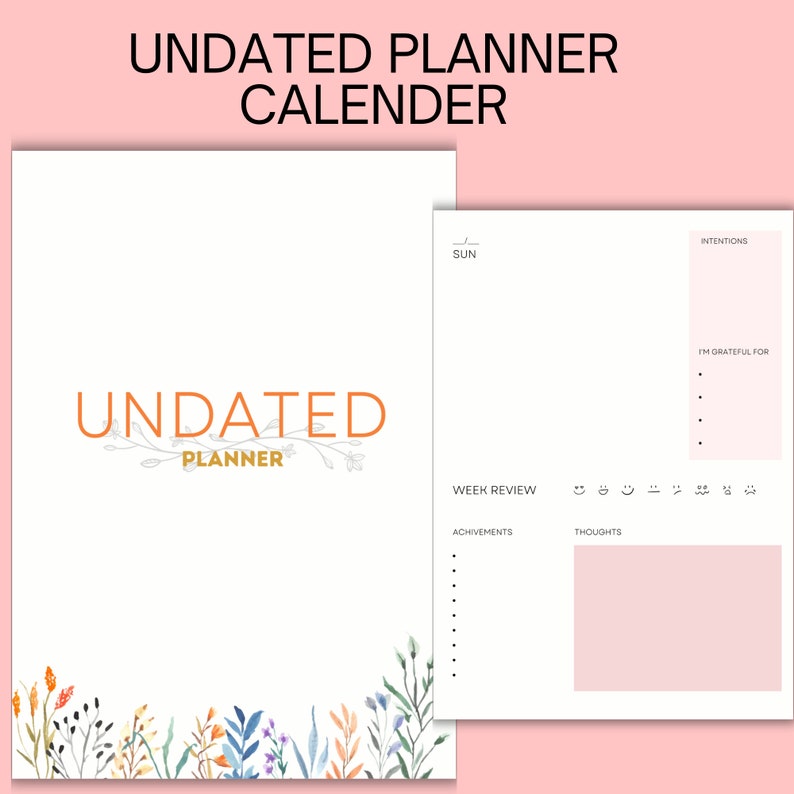 Undated Planner Calendar, Undated Weekly Planner, Undated Diary, Modern ...