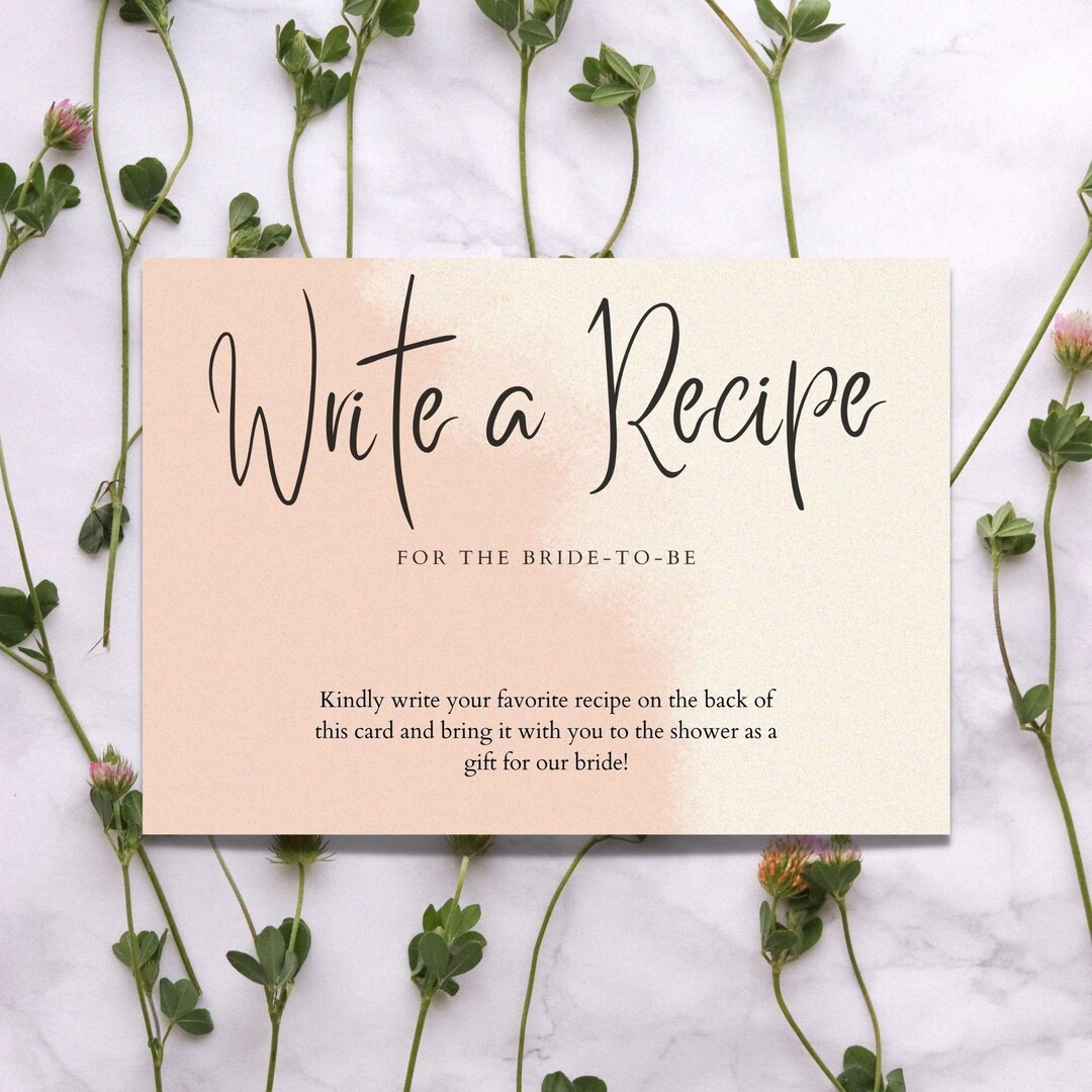 Recipe Card for the Bride-to-be, Printable Recipe Card, Downloadable ...