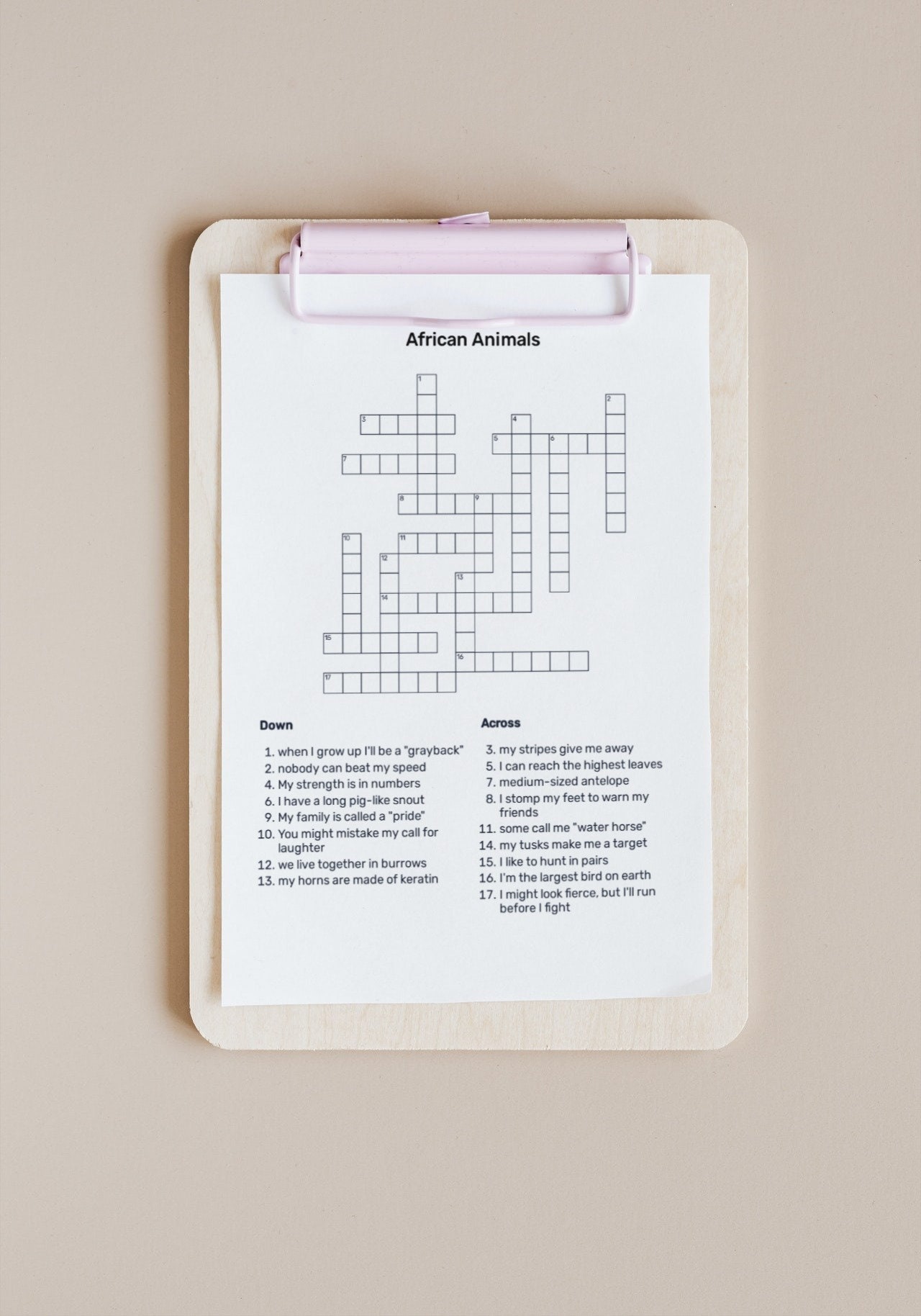 Custom Crossword Puzzle Worksheet, Classroom Game for Students 8.5x11 ...