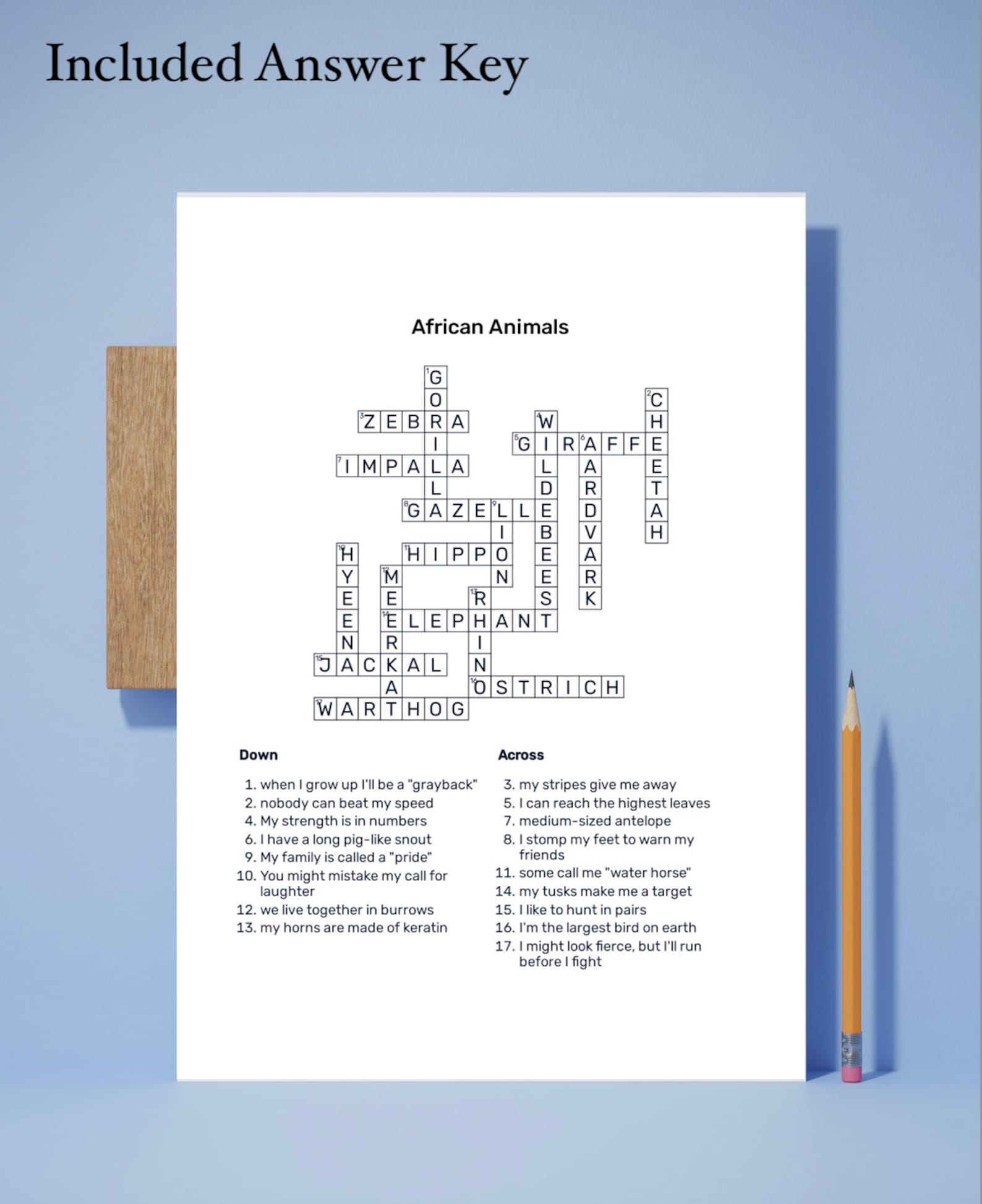 Custom Crossword Puzzle Worksheet, Classroom Game for Students 8.5x11 ...
