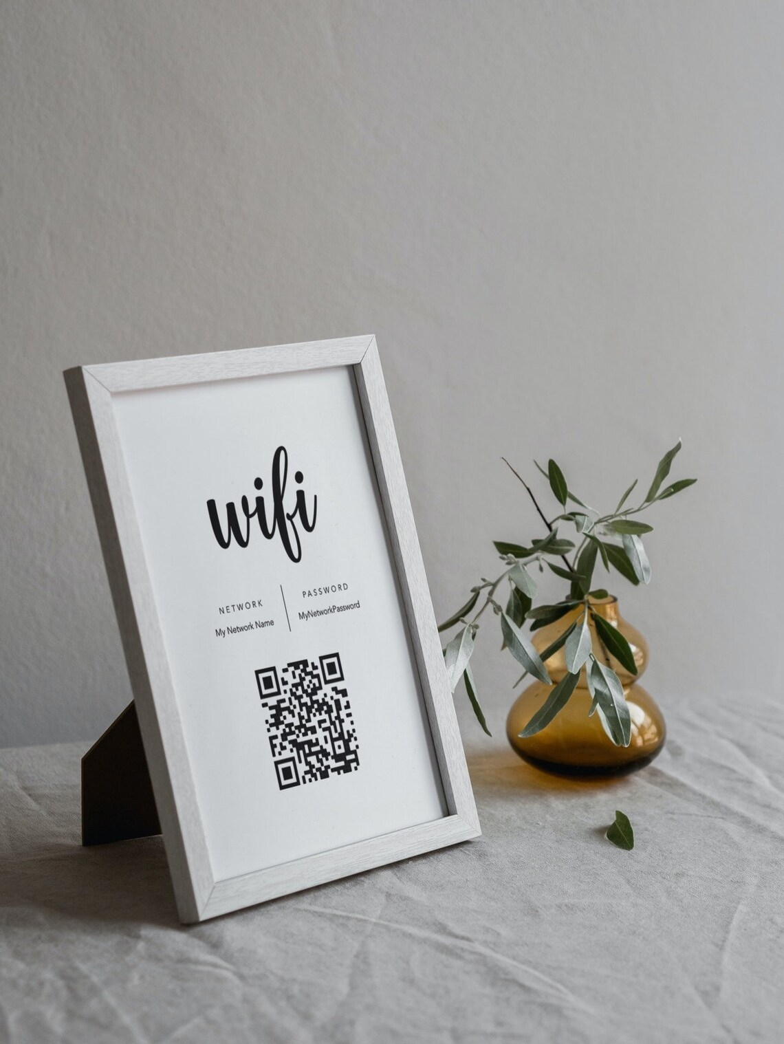 Custom Wifi Sign, Printable Guest Wifi QR Code, Personalized 5x7" PDF ...