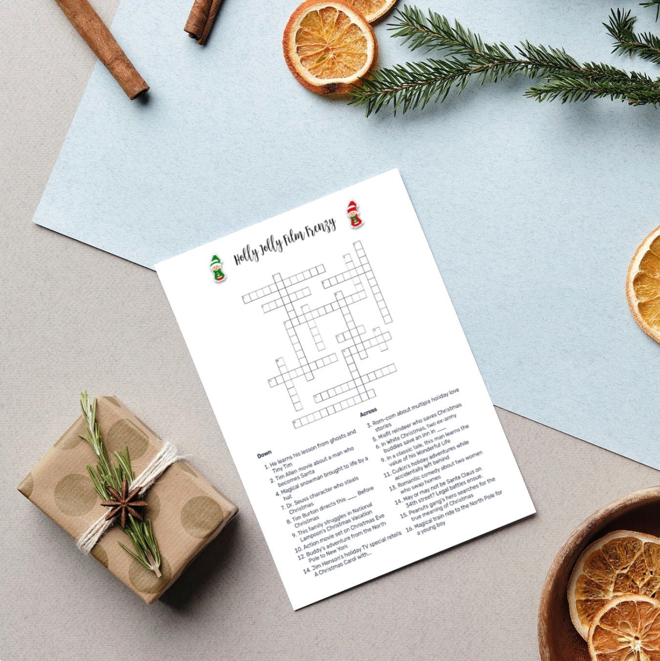 Christmas Movie Crossword Puzzle, Instant Printable PDF Download, Test ...
