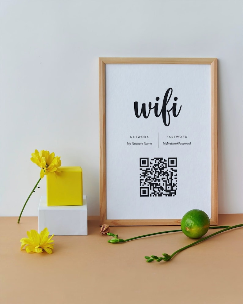 Custom Wifi Sign, Printable Guest Wifi QR Code, Personalized 5x7" PDF ...