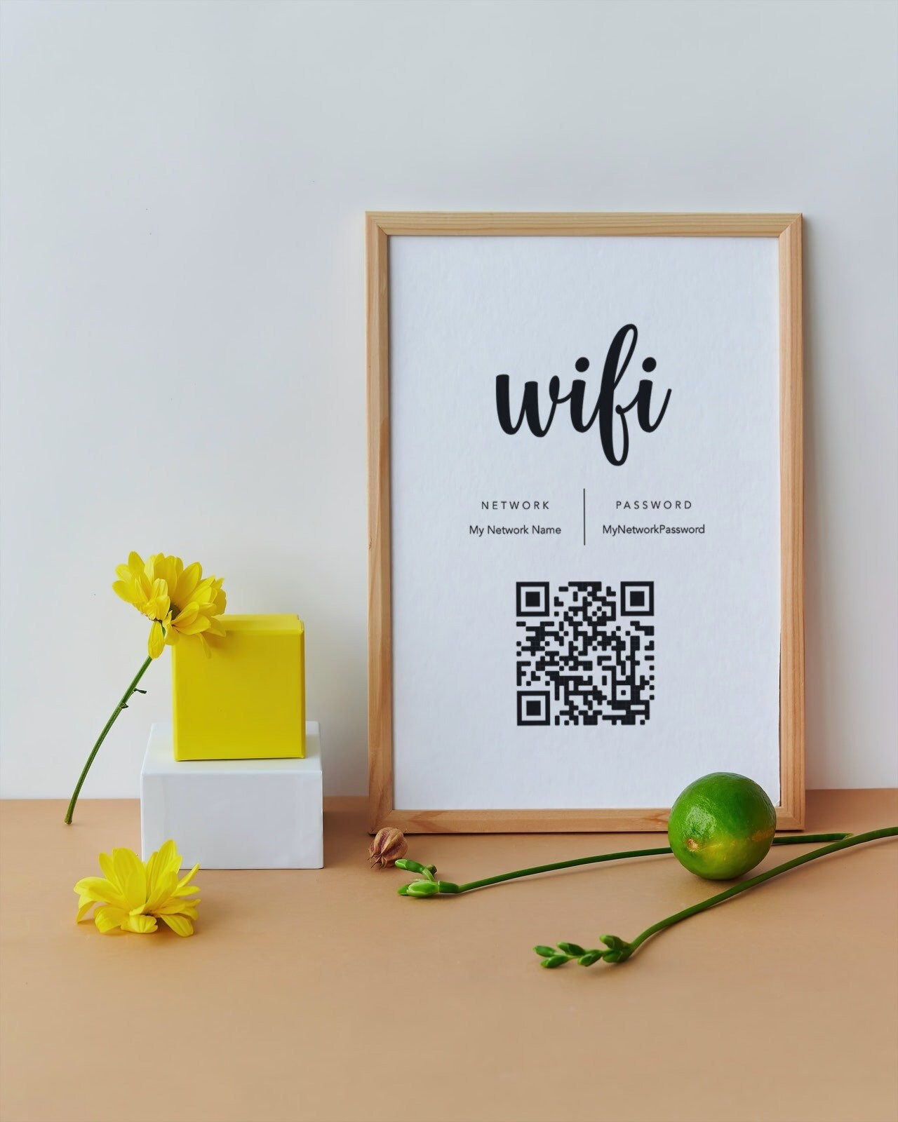 Custom Wifi Sign, Printable Guest Wifi QR Code, Personalized 5x7 PDF ...