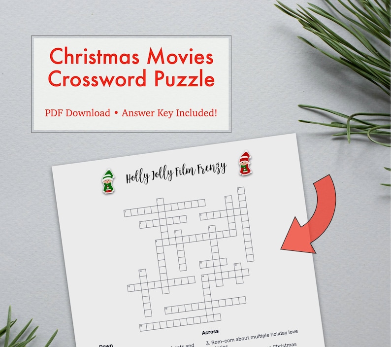 Christmas Movie Crossword Puzzle, Instant Printable PDF Download, Test ...