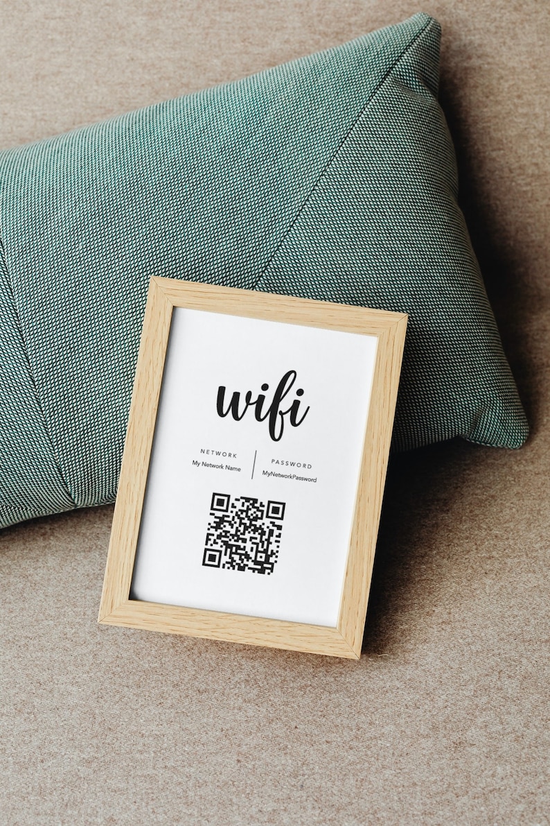 Custom Wifi Sign, Printable Guest Wifi QR Code, Personalized 5x7" PDF ...