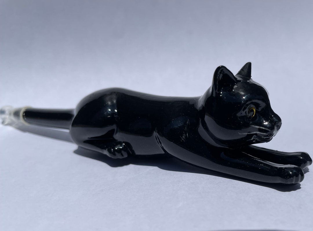 Black Cat Pen Glossy Detailed - Etsy