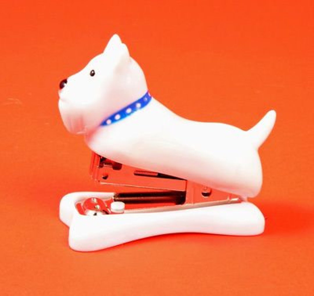 Small White Dog Stapler Glossy Detailed Glossy - Etsy