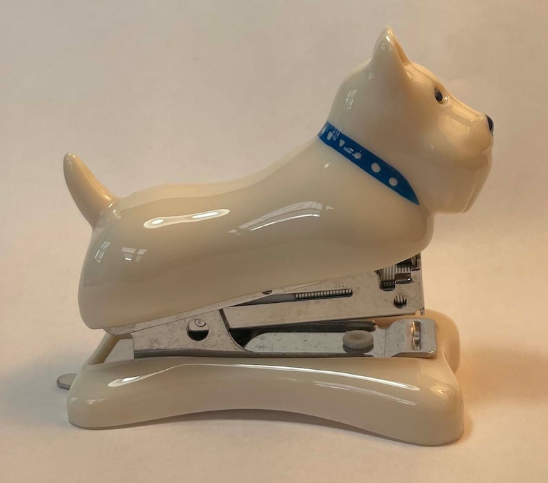 Small White Dog Stapler Glossy Detailed Glossy - Etsy