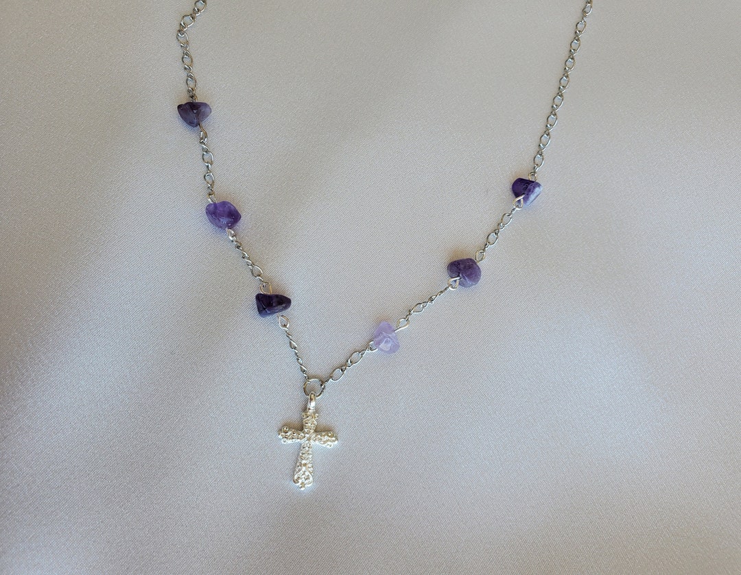 Amethyst Cross Necklace - Etsy
