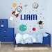 Customized Space Name Wall Decal Astronaut Nursery Decor, Galaxy Solar ...