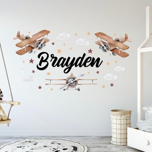 Customized Aircraft Name Wall Decal: Airplanes Nursery Decor, Stars ...