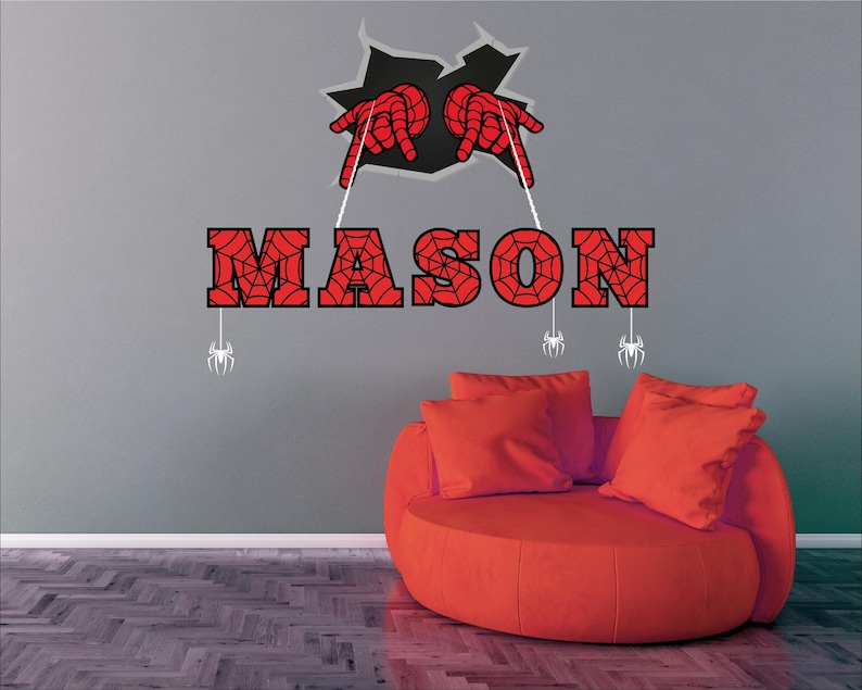 Personalized Spider Superhero Wall Decal-custom Name Vinyl Sticker ...