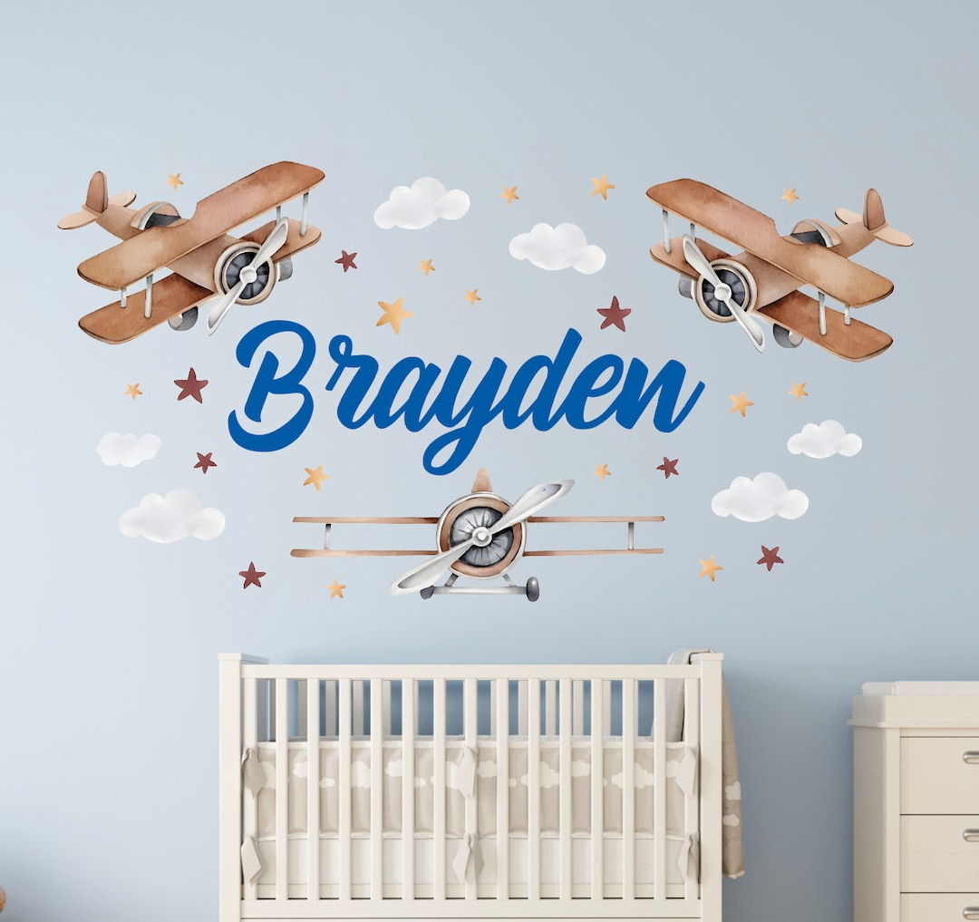 Customized Aircraft Name Wall Decal: Airplanes Nursery Decor, Stars ...