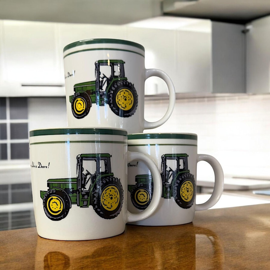 John Deere Tractor Ceramic Coffee Mugs by Gibson Housewares Set of 4 ...