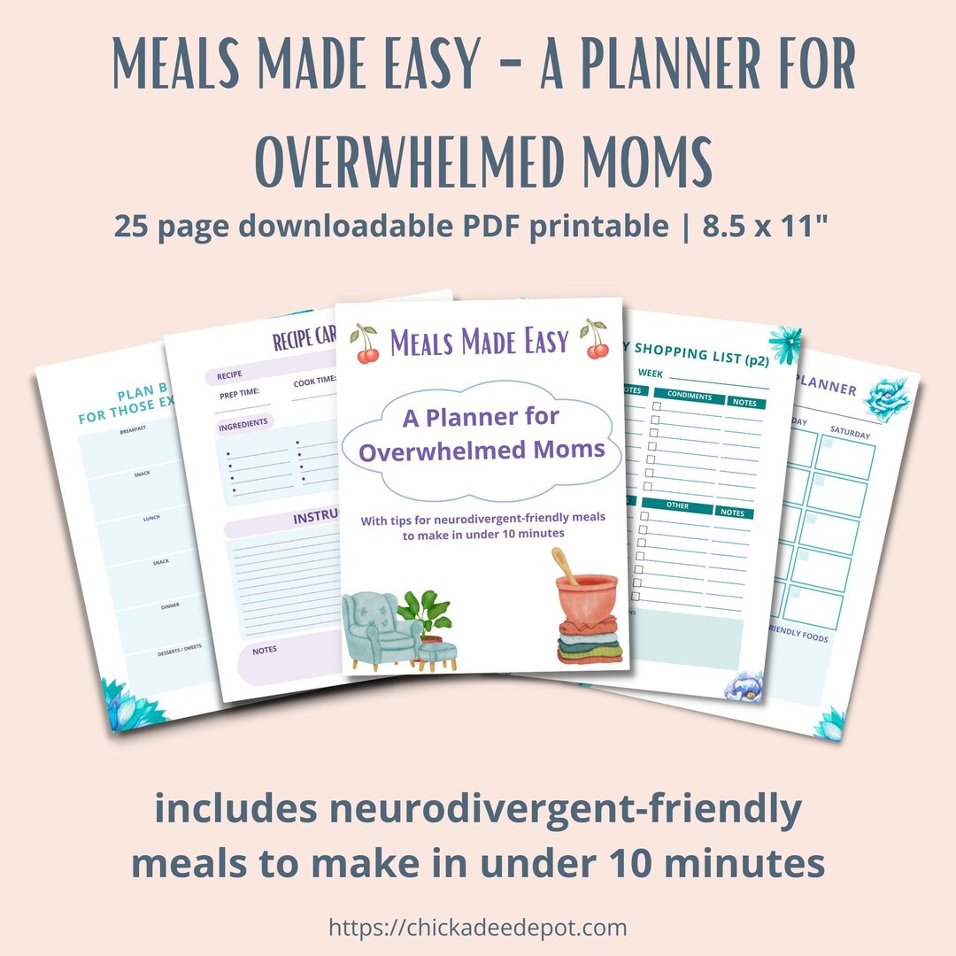 Meals Made Easy - A Planner for Overwhelmed Moms | Autistic & ADHD Kids ...