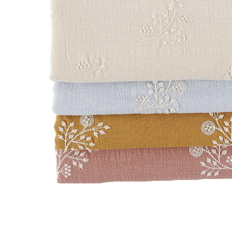 Premium Cotton Linen Embroidered Fabric Floral Fabric - Etsy