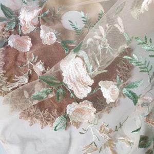 Green Rose Floral Lace Fabric,wedding Tulle Mesh Fabric,embroidered ...