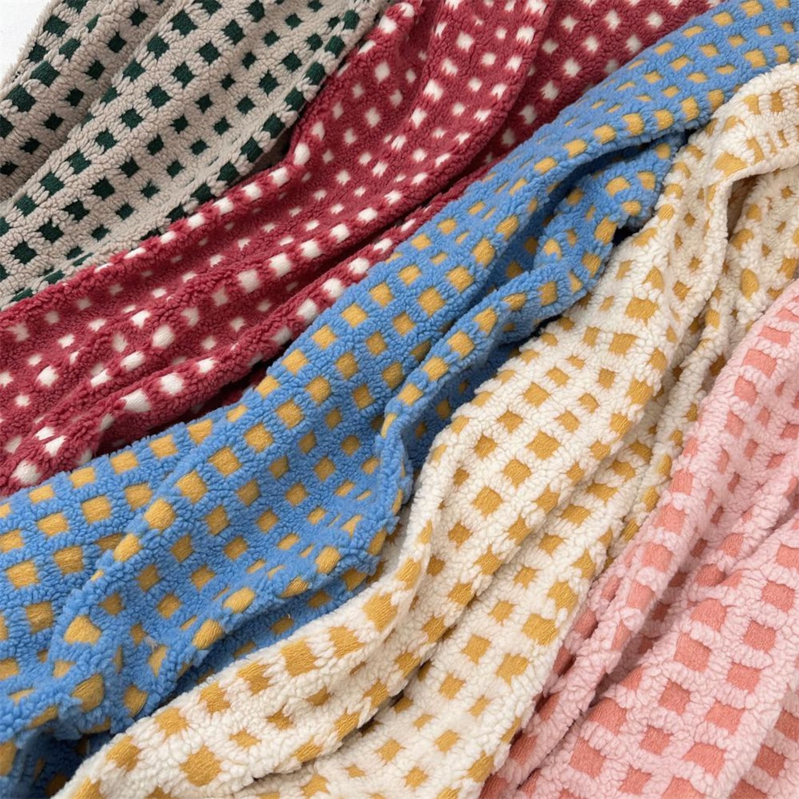 Waffle Plaid Sherpa Fabric,sherpa Fabric,plaid Fabric,jacket Fabric ...