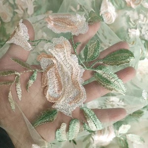 Green Rose Floral Lace Fabric,wedding Tulle Mesh Fabric,embroidered ...