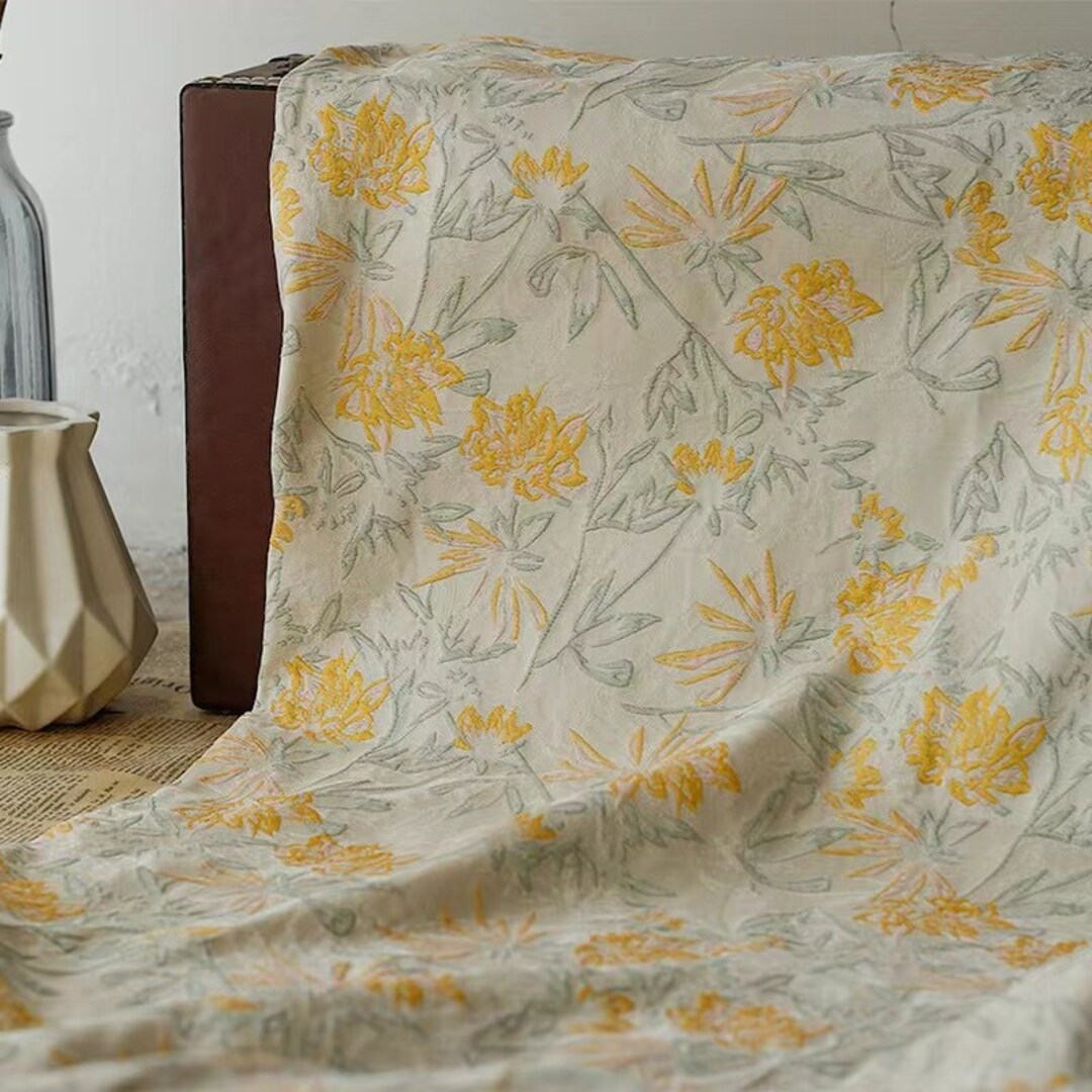 Daisy Embroidered Polyester Fabric,embroidered Flower Fabric,designer ...