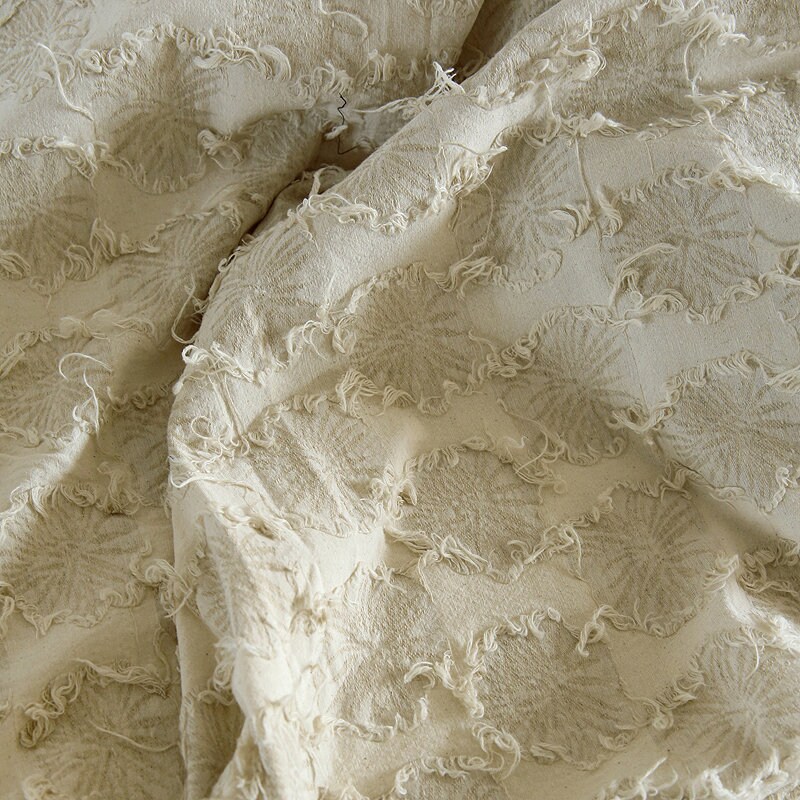 White Linen Embroidered Fabricdaisy Embroidered - Etsy