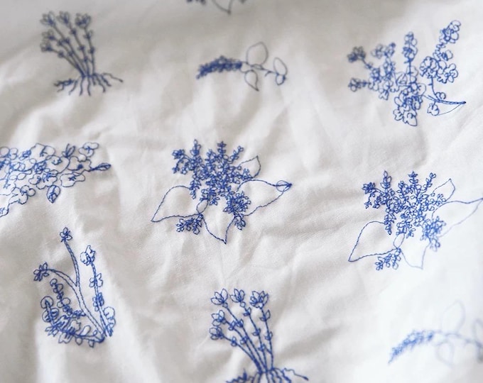 Cotton Fabric, off White Cotton Eyelet Floral Fabric for Doll Dress ...