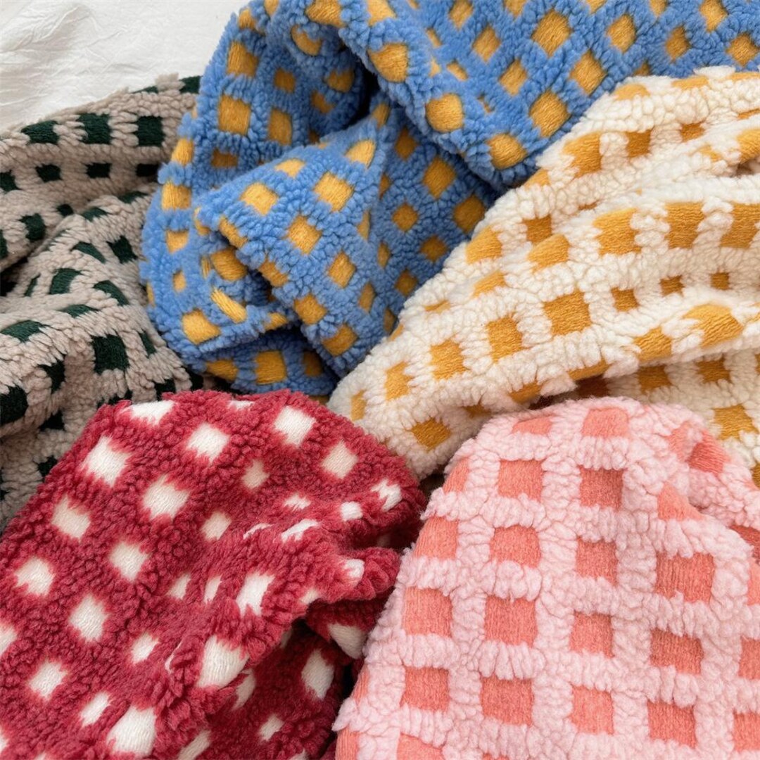 Waffle Plaid Sherpa Fabric,sherpa Fabric,plaid Fabric,jacket Fabric ...