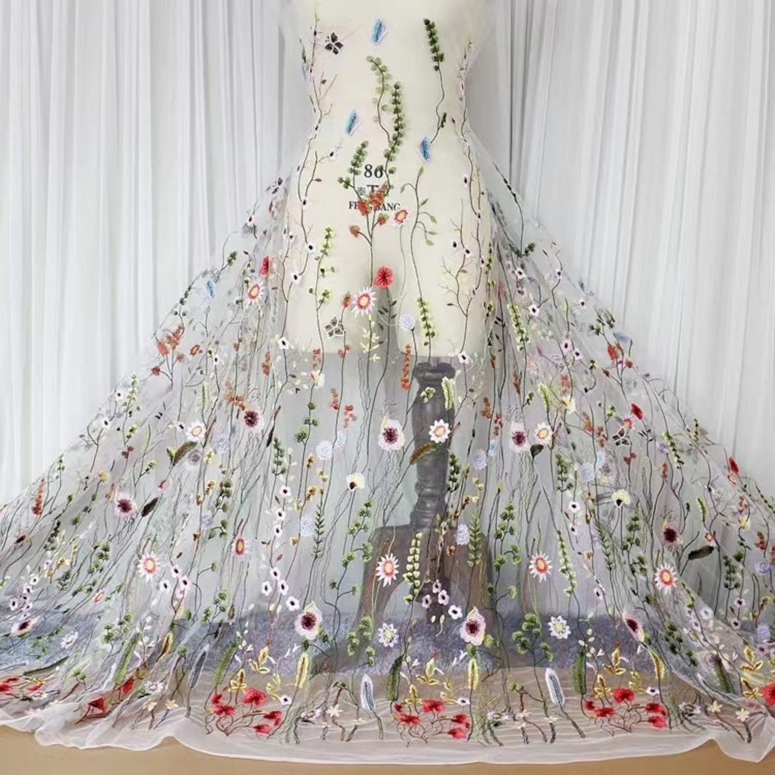 Colorful Floral Fabric,wedding Tulle Mesh Fabric,embroidered Lace ...