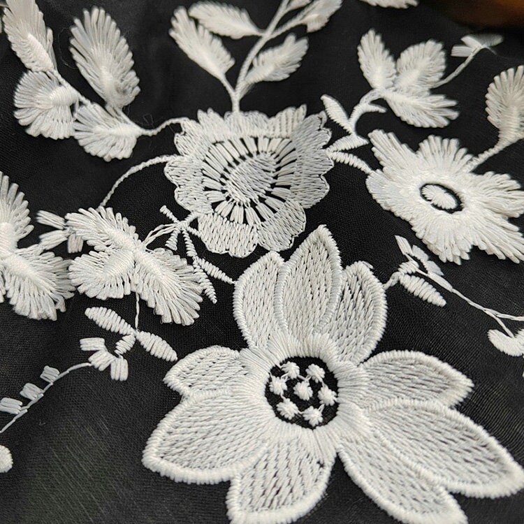 Floral Embroidered Cotton Fabric,upholstery Fabric,floral Fabric ...