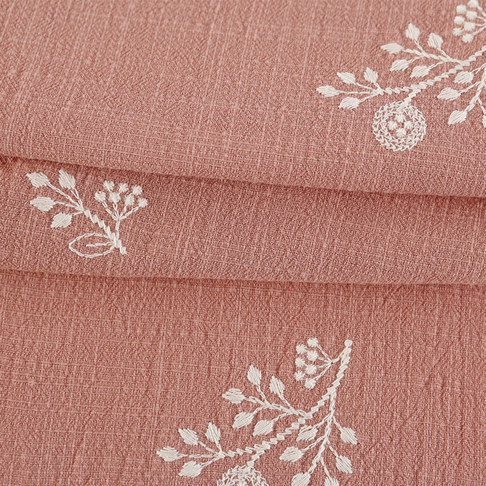 Premium Cotton Linen Embroidered Fabric Floral Fabric - Etsy
