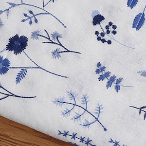 Floral Linen Embroidered Fabric,floral Embroidered Fabric,daisy Linen ...