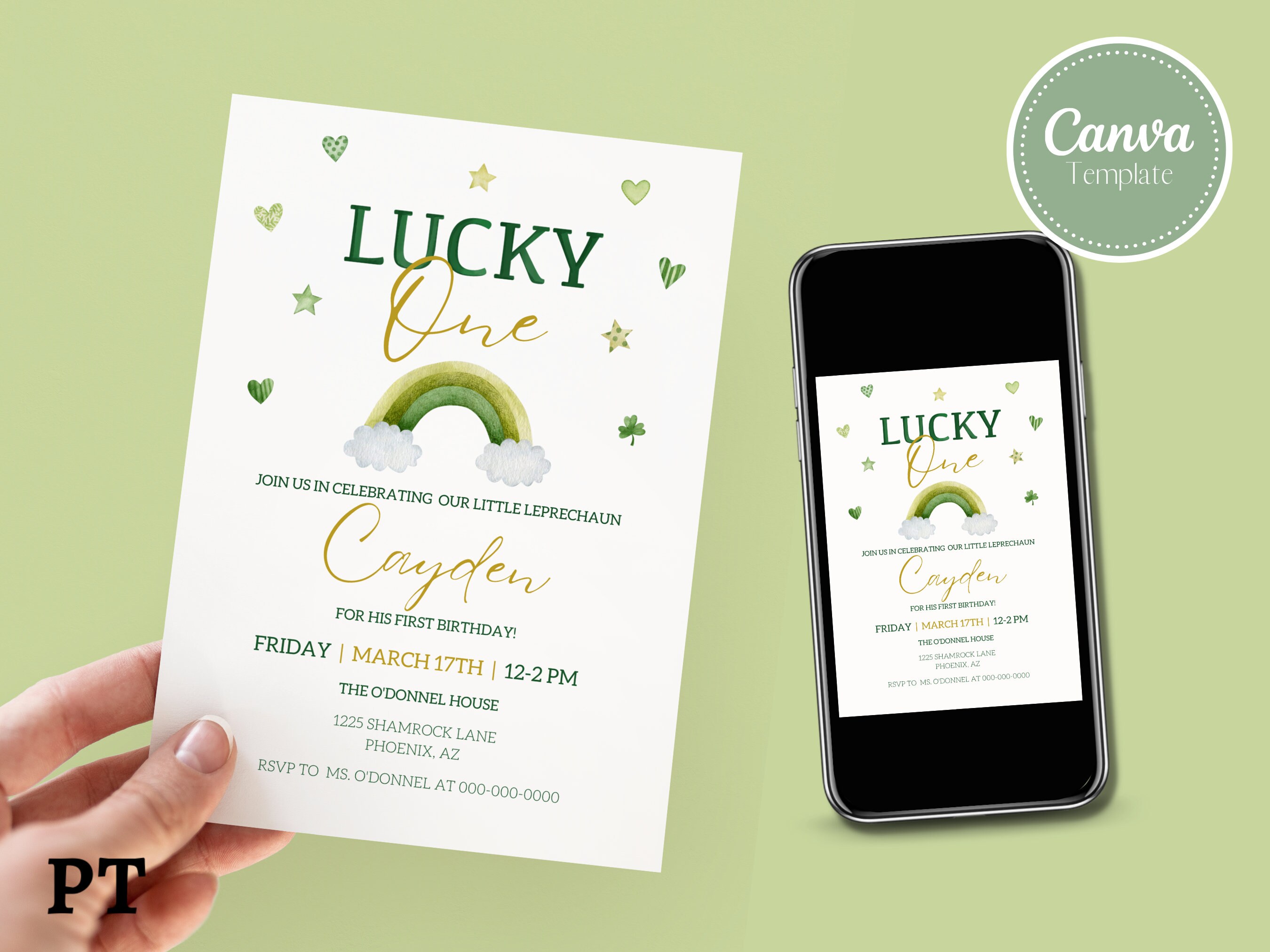 Editable Lucky One Birthday Invitation Template, 1st St Patricks Day ...