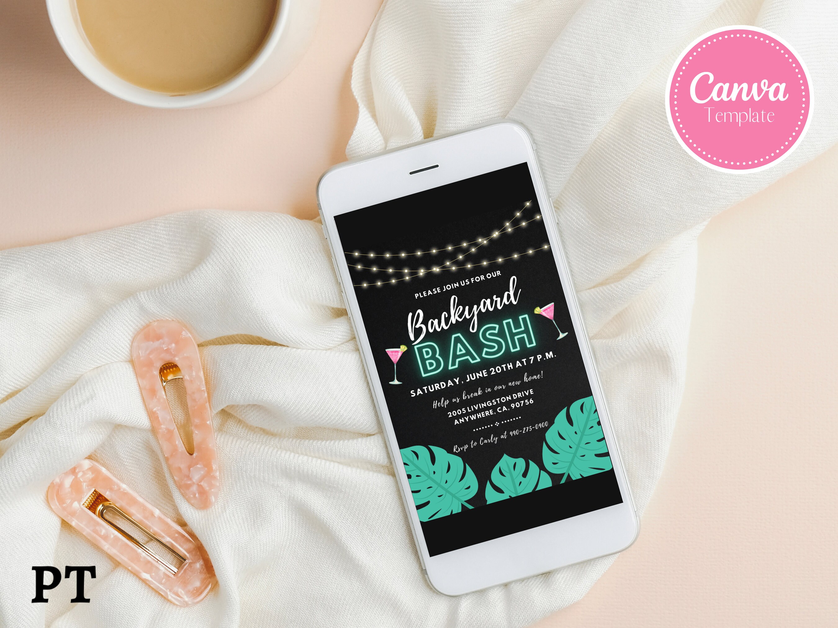 Editable Backyard Bash Invitation Template, Housewarming Personalized ...