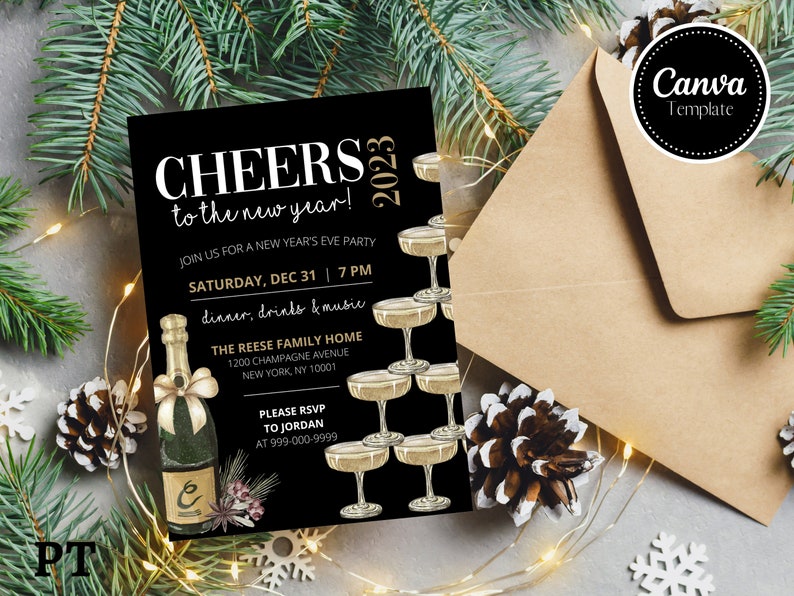 Editable NYE Party Invitation, New Year's 2023 Invite, NYE Invitation ...