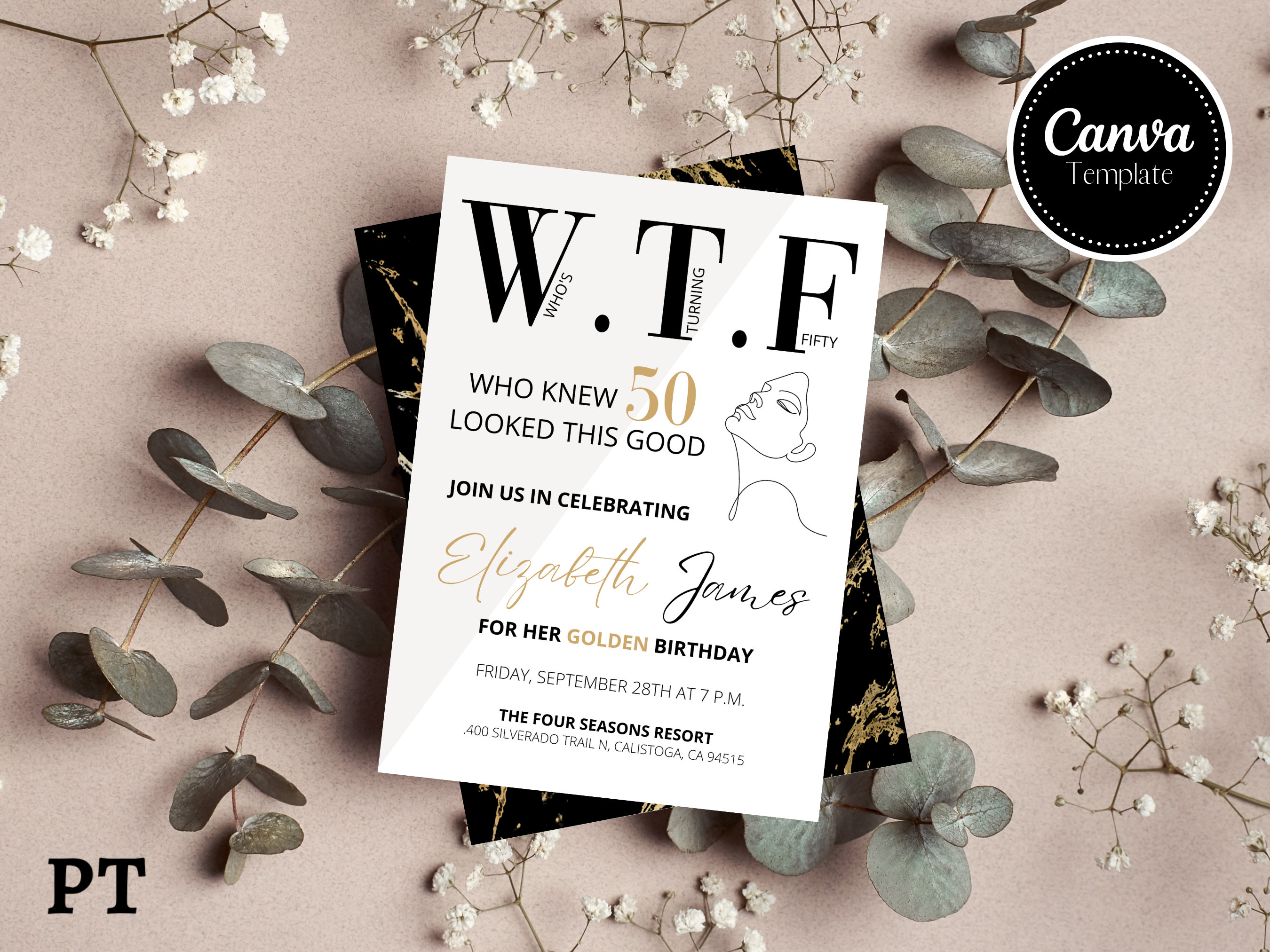 Editable WTF Who's Turning 50 Invitation, 50th Birthday Invitation, WTF ...