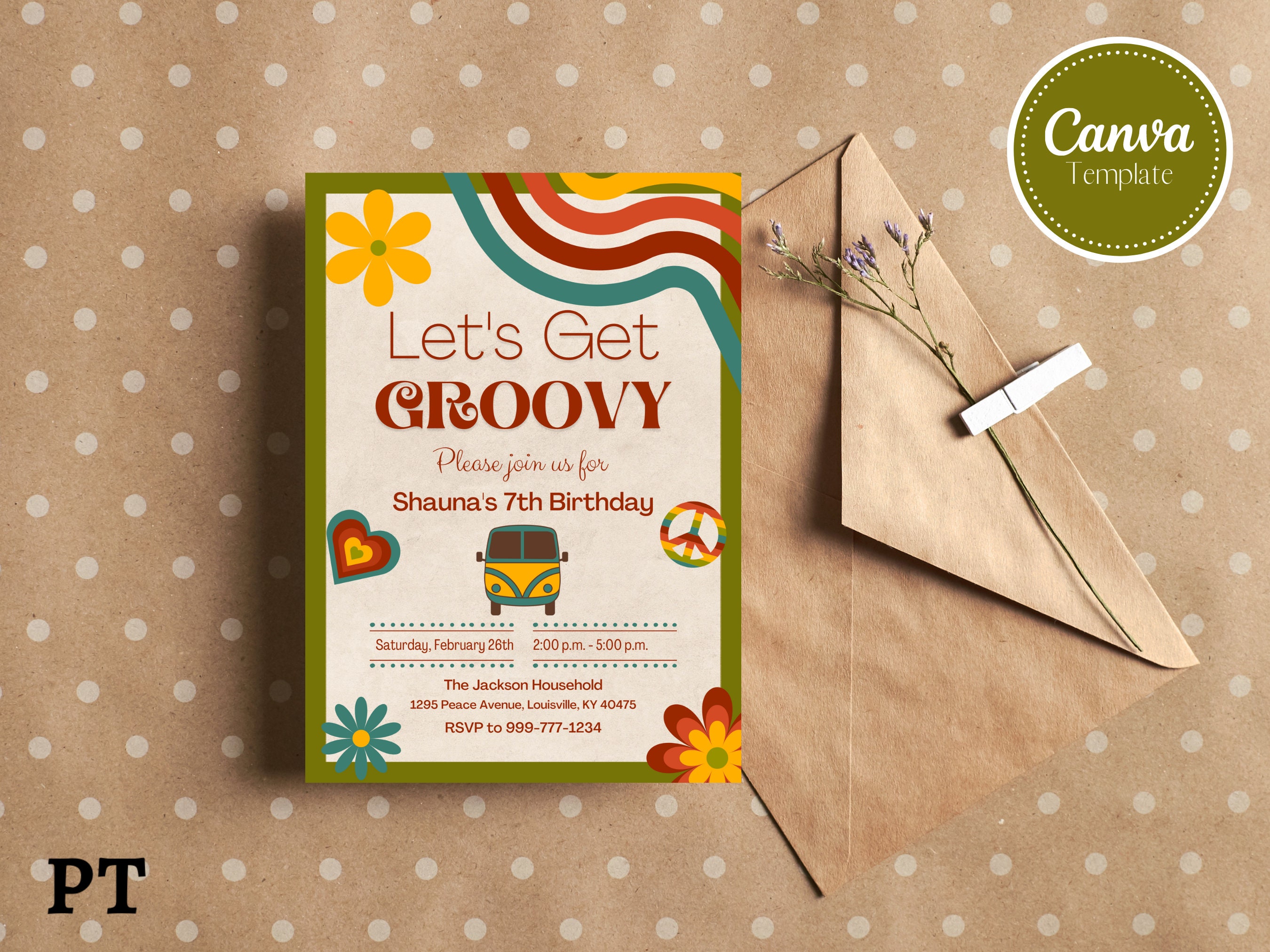 Editable Groovy Birthday Invitation Template, 70s Invitation, Groovy ...