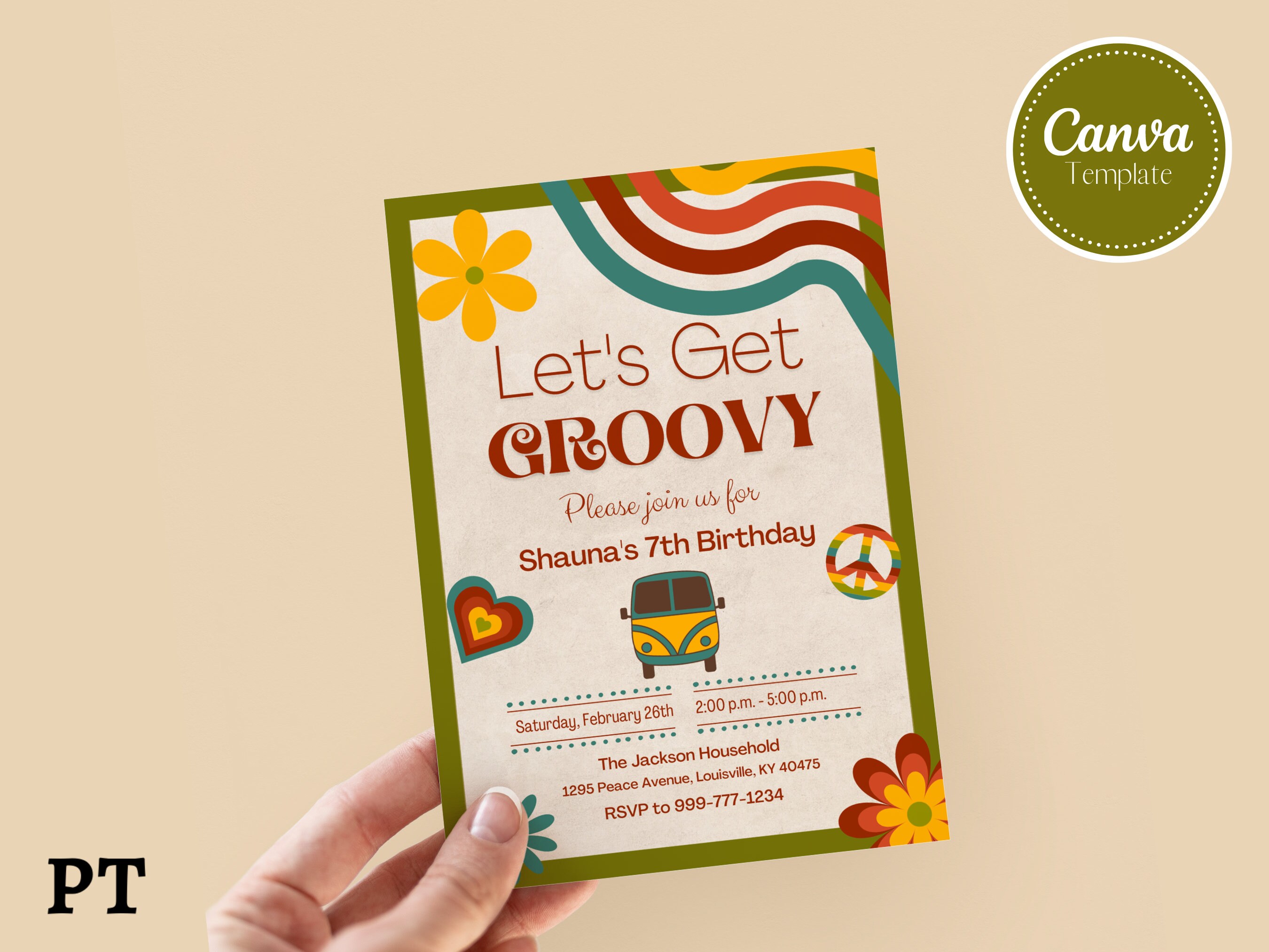 Editable Groovy Birthday Invitation Template 70s Invitation - Etsy