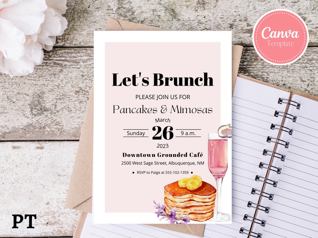 Editable Brunch Invitation Template, Brunch Invite, Let's Brunch, Printable or Text Invitation ...