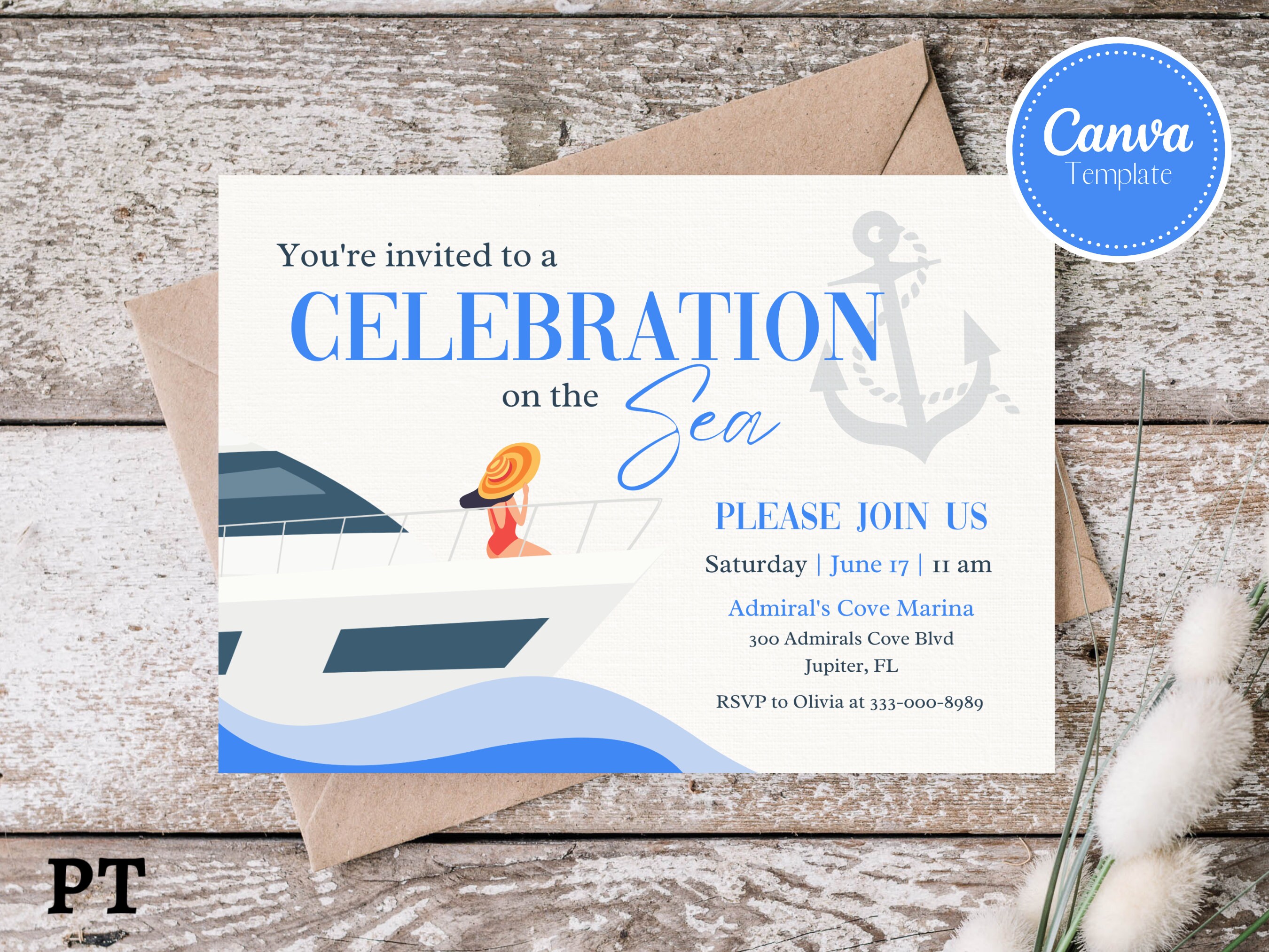 Editable Yacht Party Invitation, Boat Party Invite, Yacht Invitation ...
