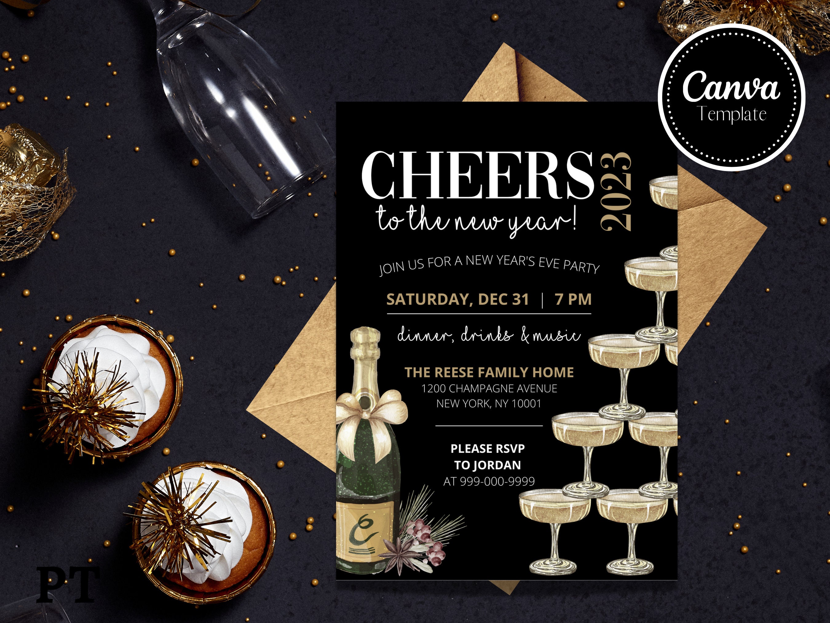 Editable NYE Party Invitation, New Year's 2023 Invite, NYE Invitation ...