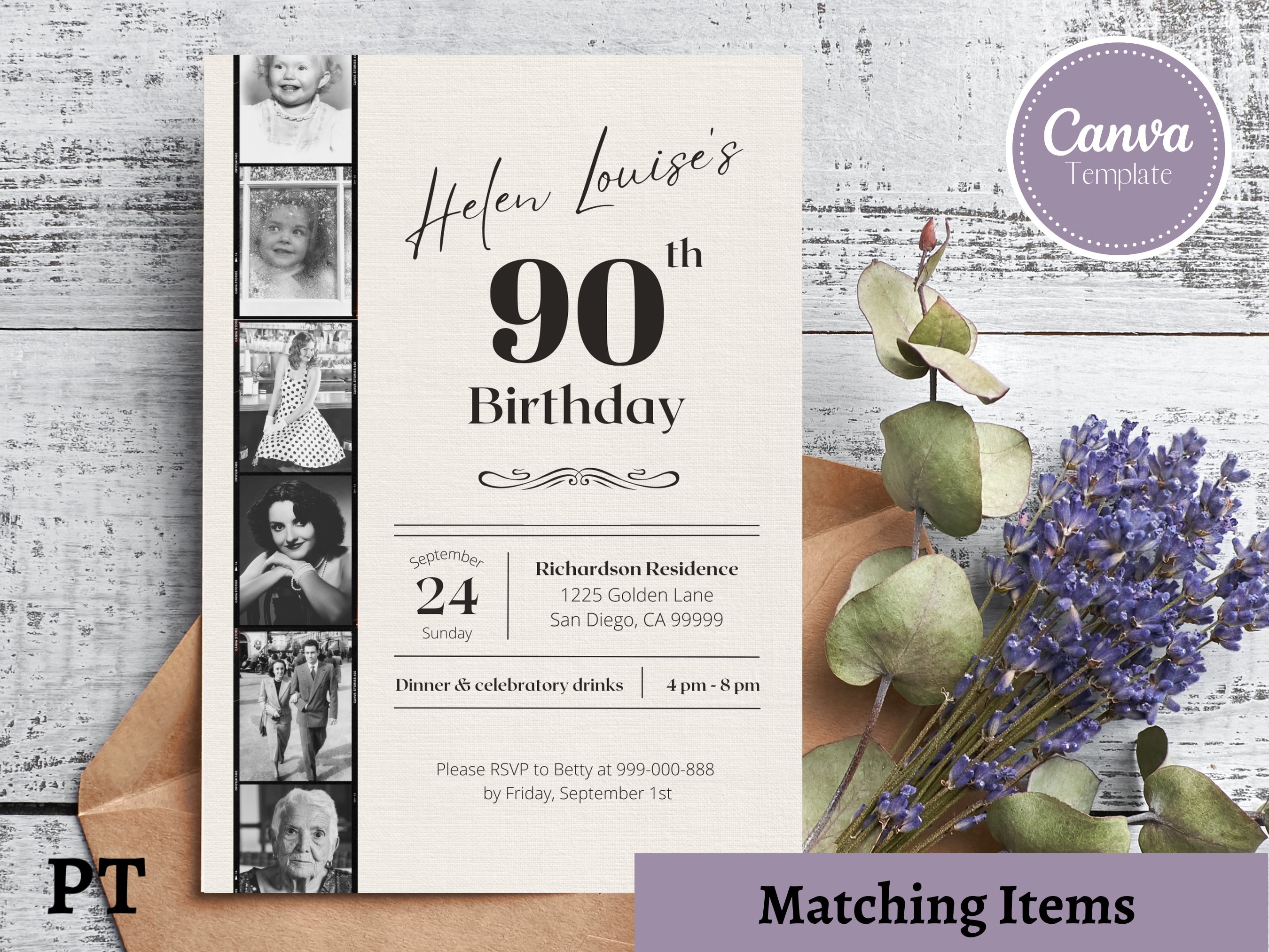 Editable 90th Birthday Save the Date With Photo, 90th Birthday, Save ...