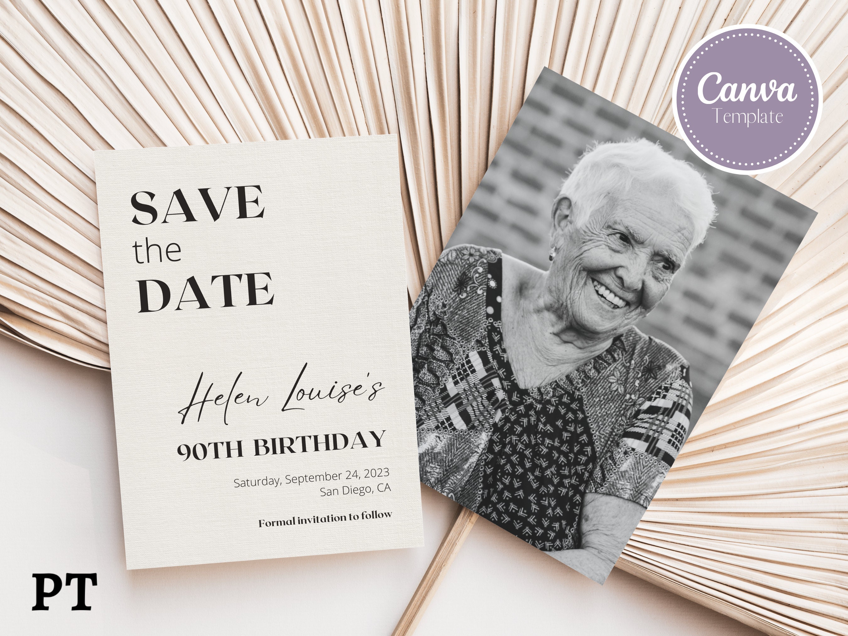 Editable 90th Birthday Save the Date With Photo, 90th Birthday, Save ...